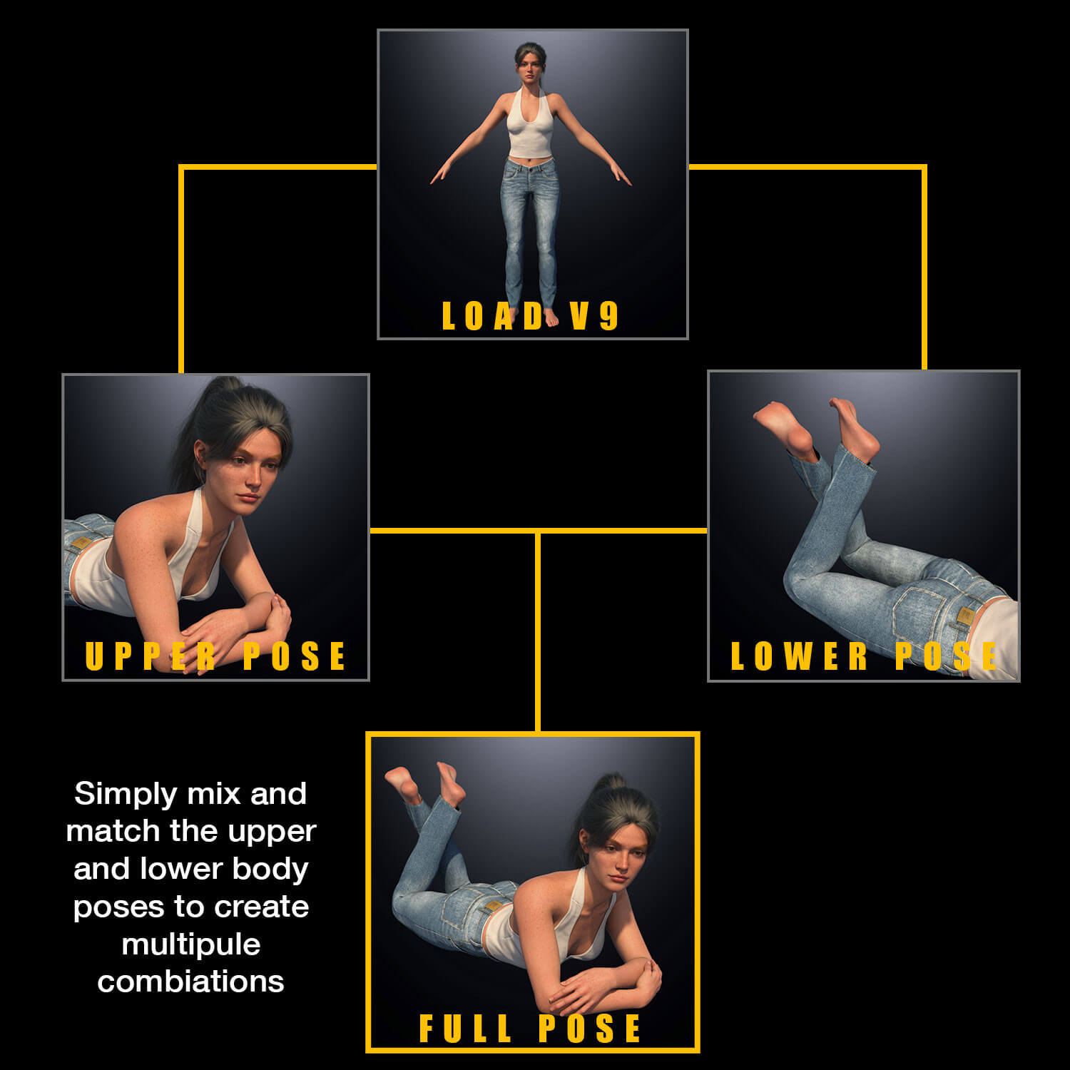 Laying Poses V9 - Mix & Match Daz Content by Pose Company