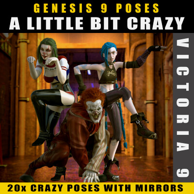 Little Bit Crazy Poses for V9 - Daz Content by Pose Company