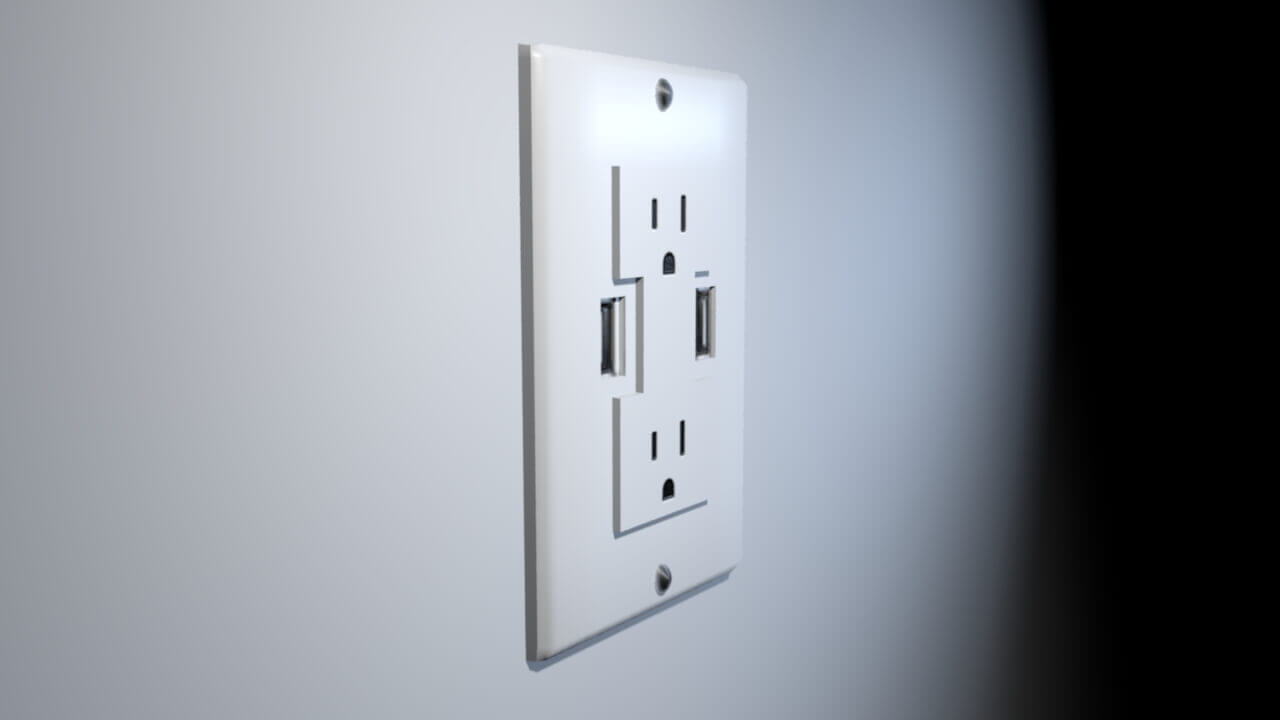 USB Wall Outlet - 3D Model by potentialfate