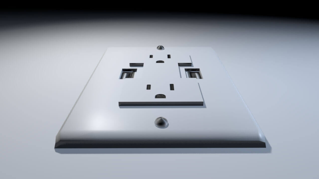 USB Wall Outlet - 3D Model by potentialfate
