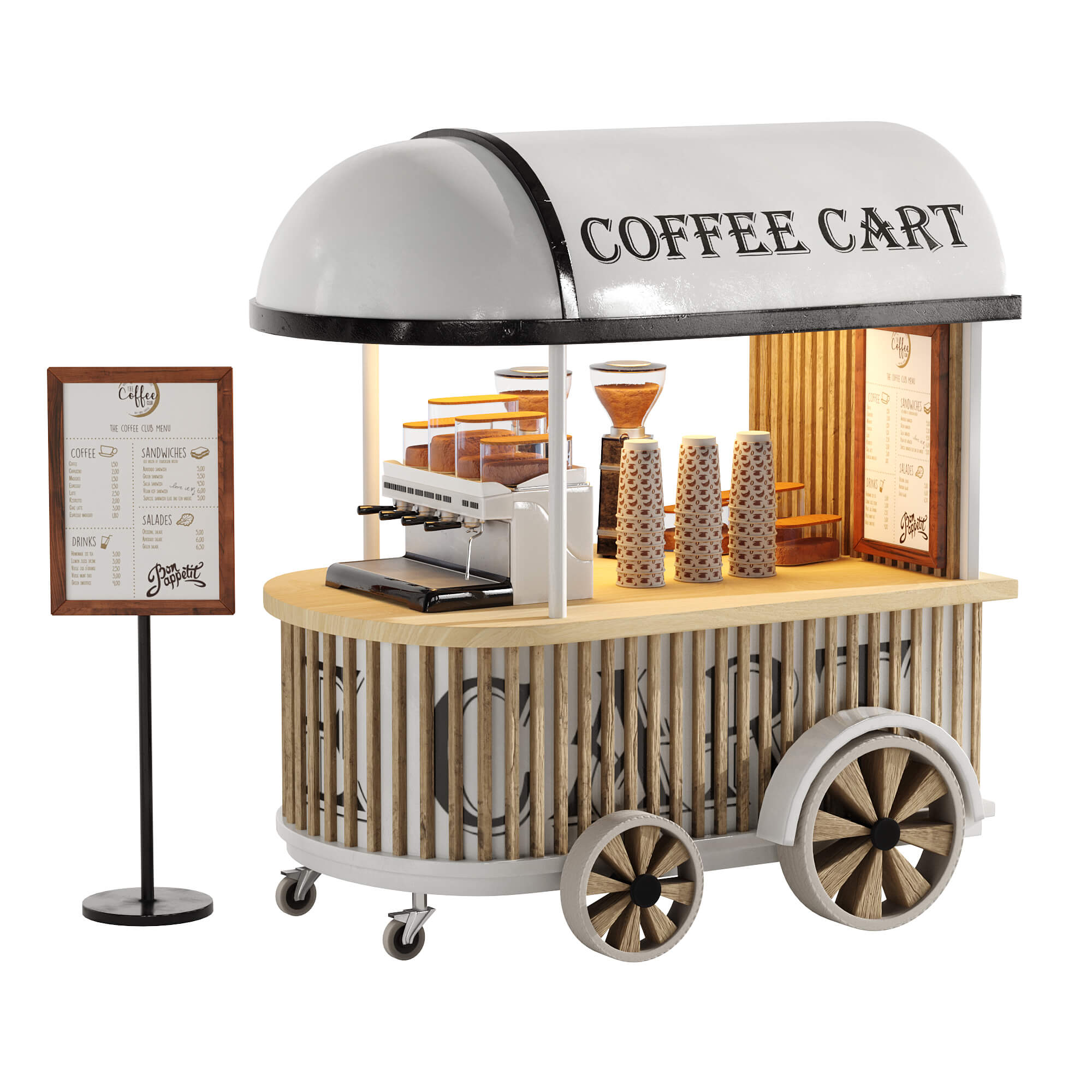 Coffee Cart White Set 6 - 3D Model by ppplux8