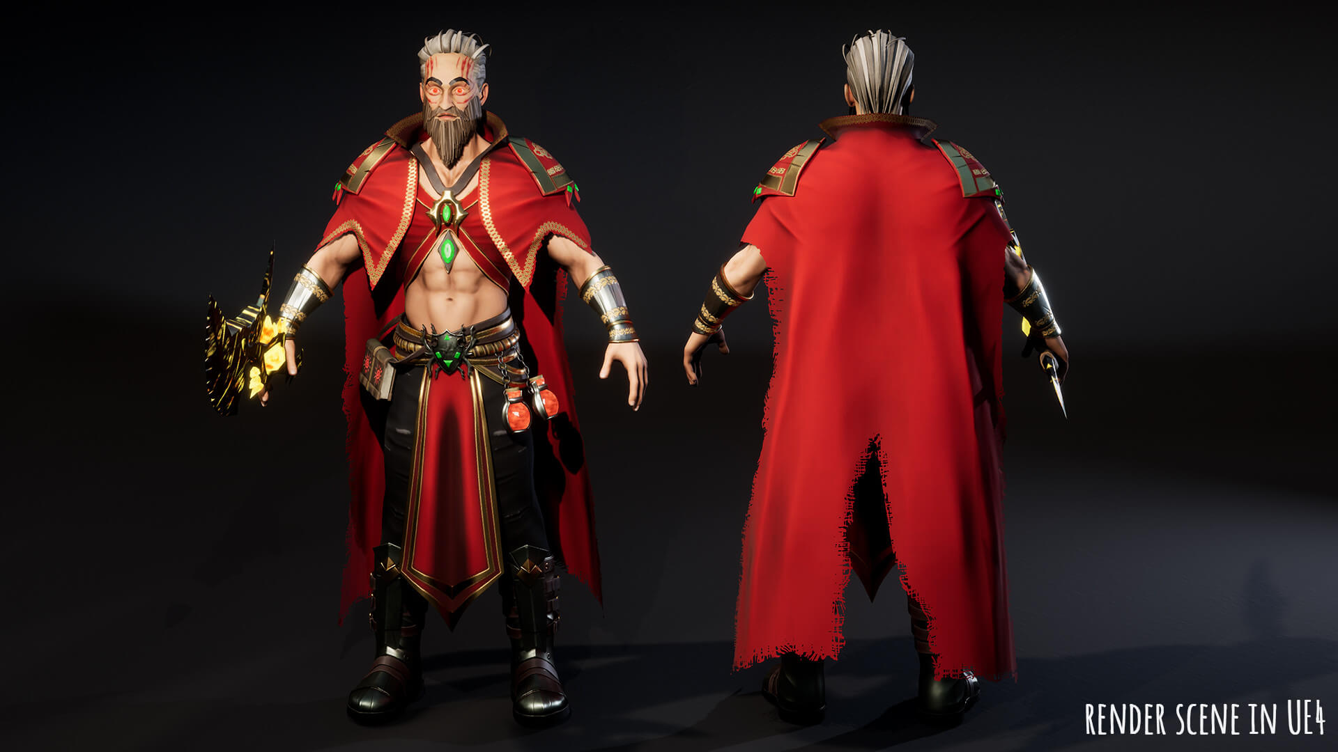 Male Wizard Red Low Poly 3D Model by ppplux8