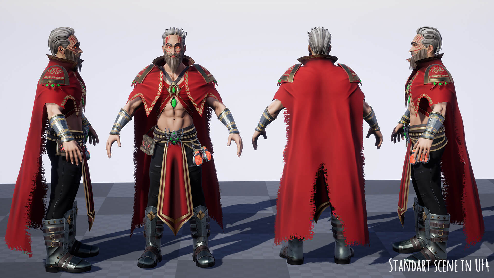 Male Wizard Red Low Poly 3D Model by ppplux8