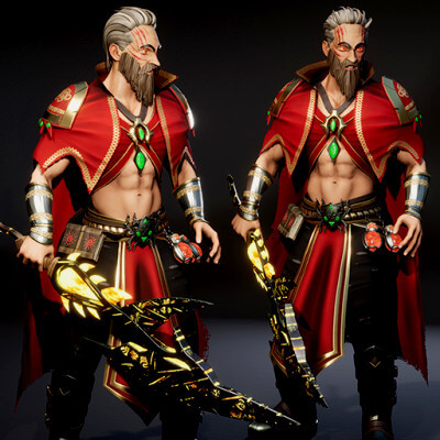 Male Wizard Red Low Poly 3D Model by ppplux8