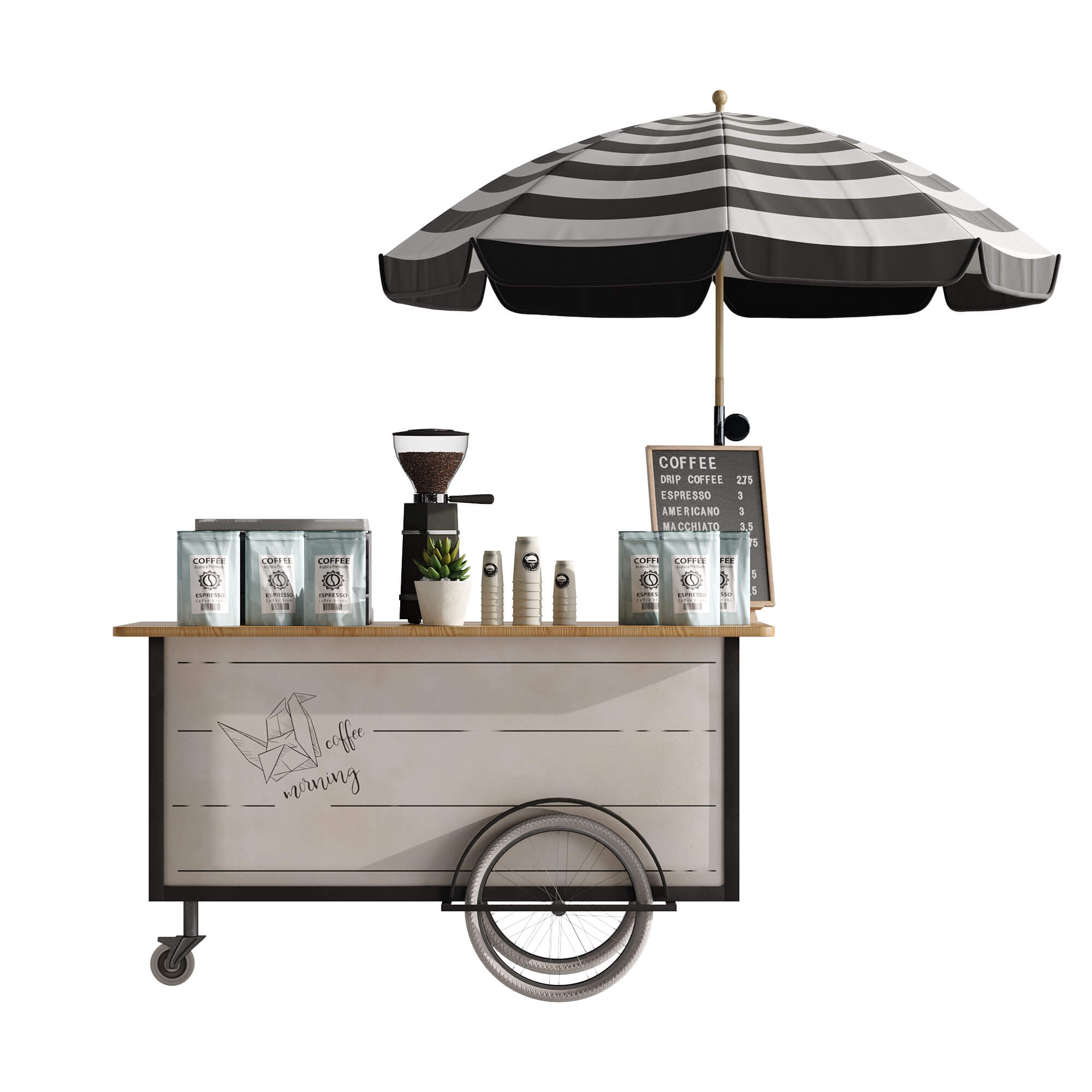 Mini Coffee Cart Set 5 - 3D Model by ppplux8