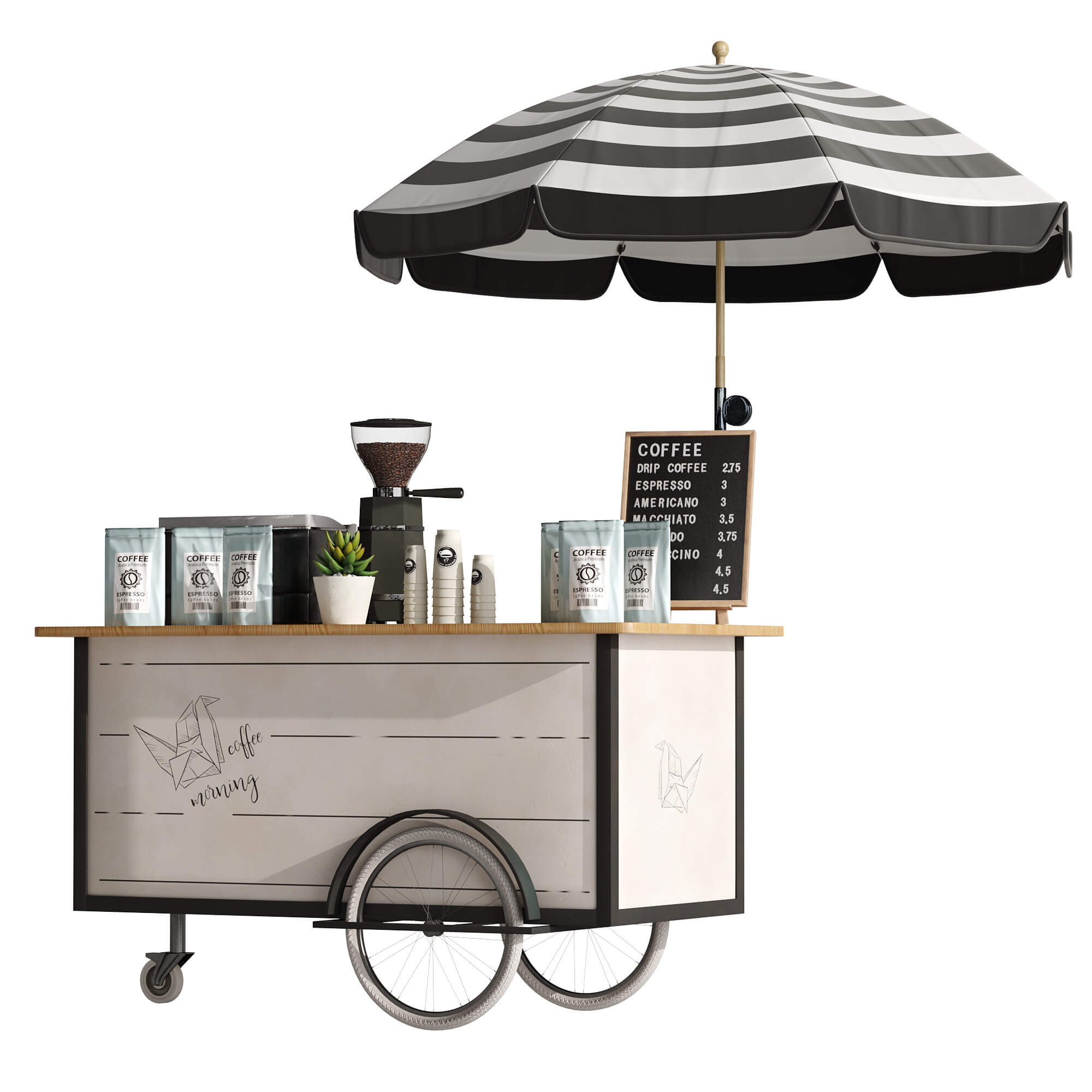 Mini Coffee Cart Set 5 - 3D Model by ppplux8