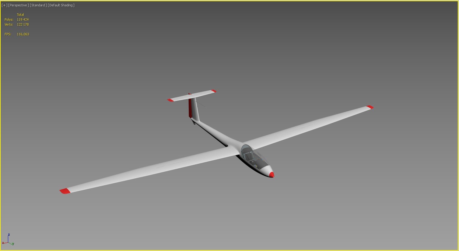 Rolladen-Schneider LS4 Glider 3D Model by PPro