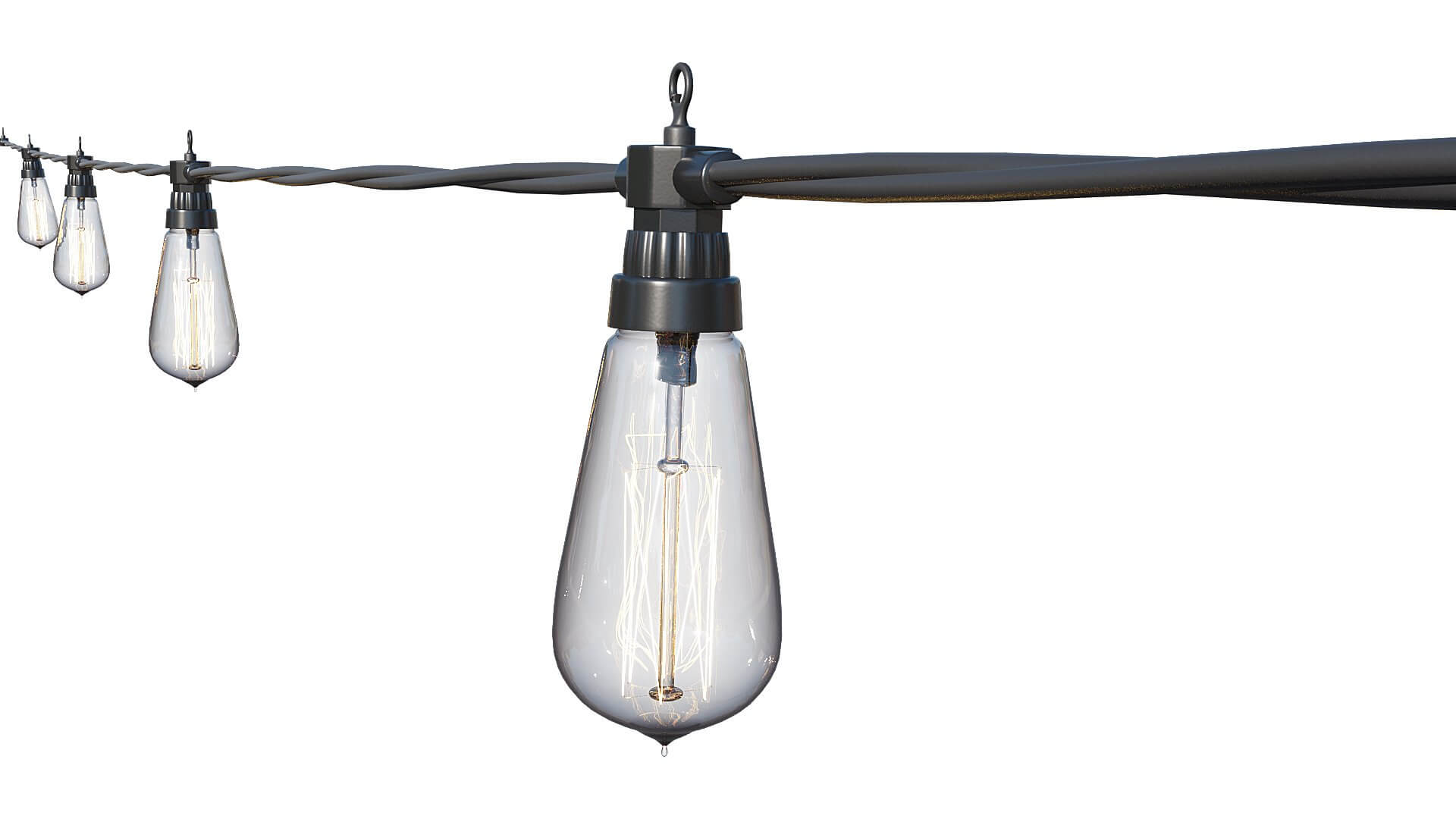 String Lights Edison Lamps - 3D Model by PPro