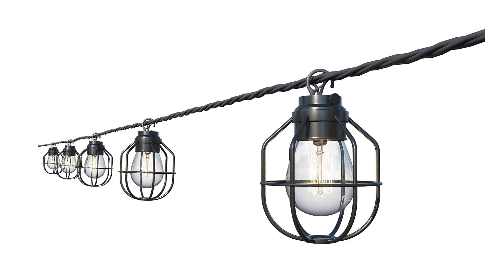 String Lights Edison Lamps - 3D Model by PPro