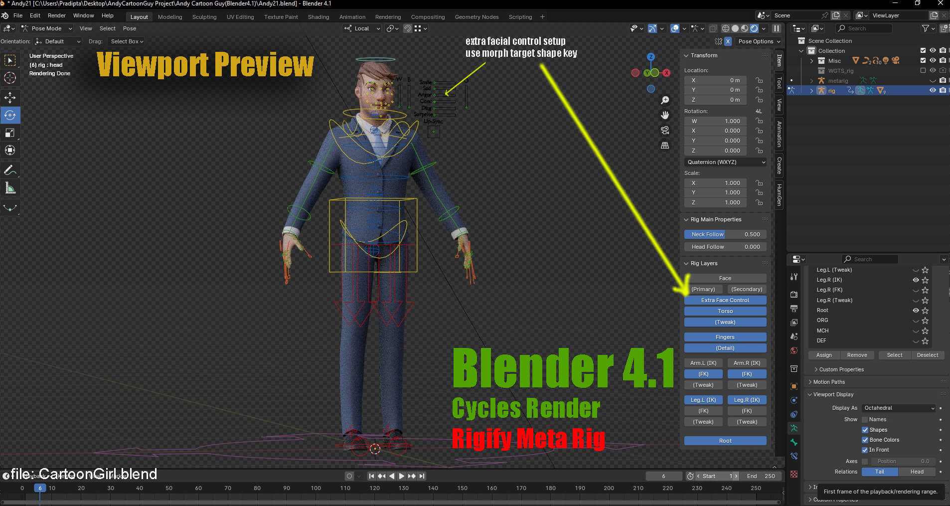 Andy Cartoon Guy Rig - 3D Model by Pradipta
