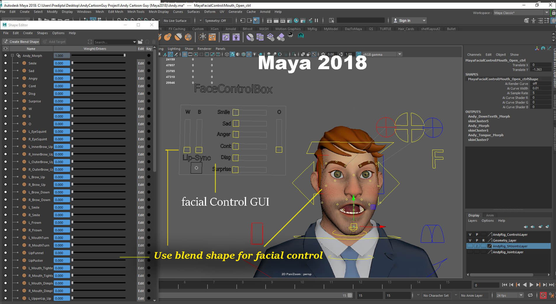 Andy Cartoon Guy Rig - 3D Model by Pradipta