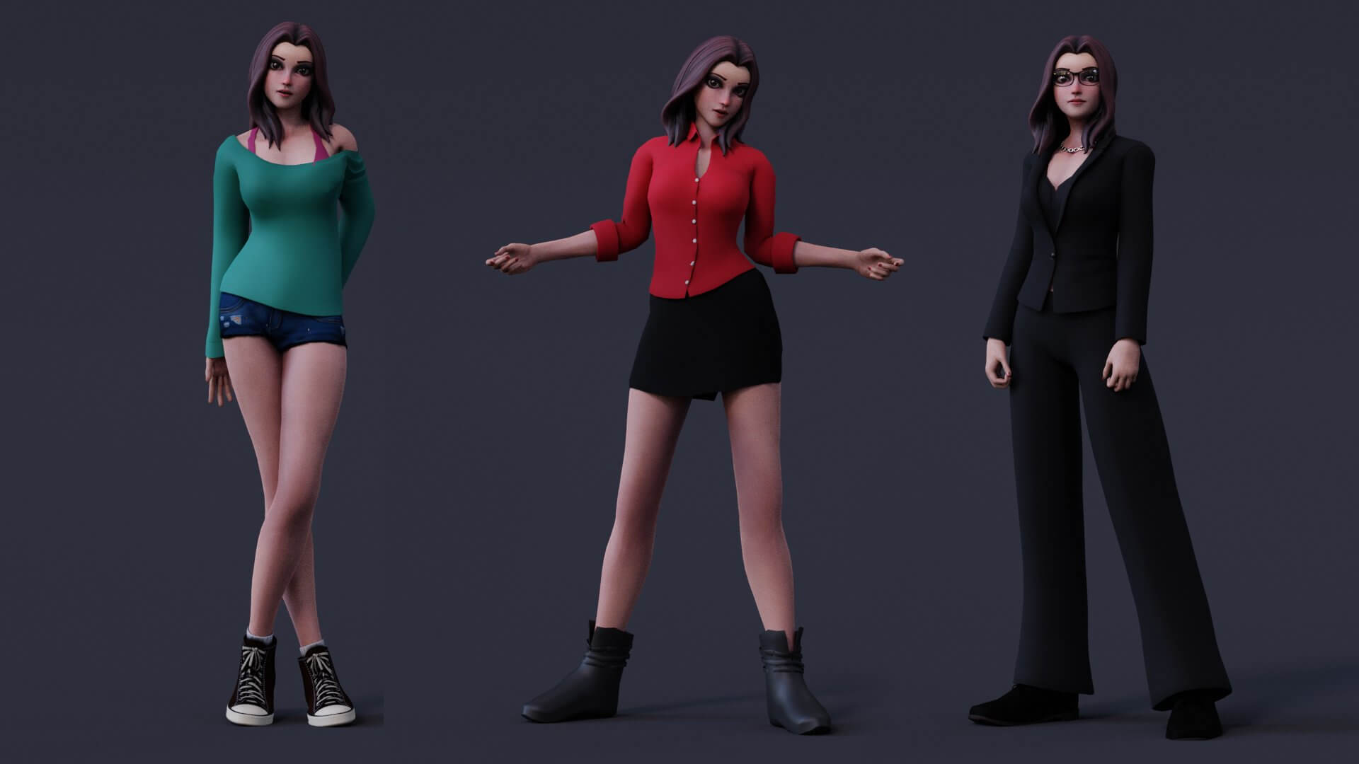 Angela Cartoon Girl V1 - 3D Model by Pradipta