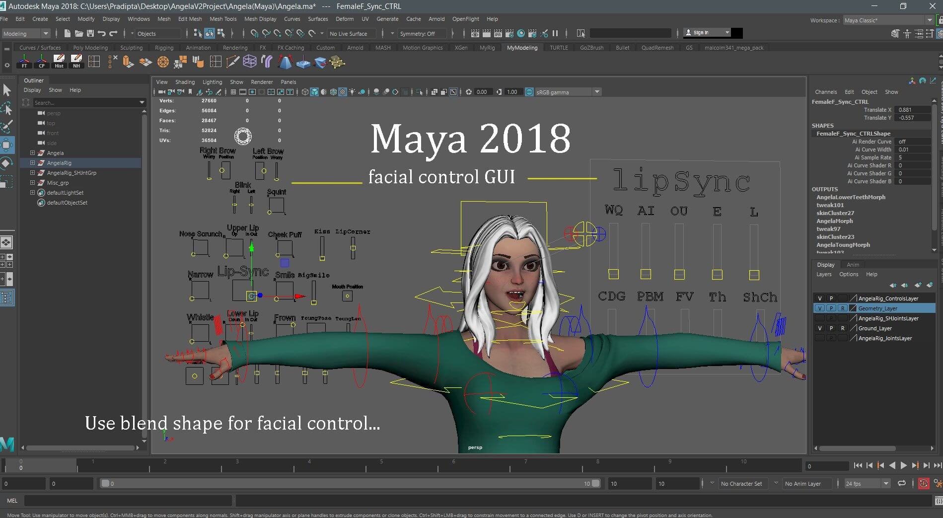 Angela Cartoon Girl V1 - 3D Model by Pradipta