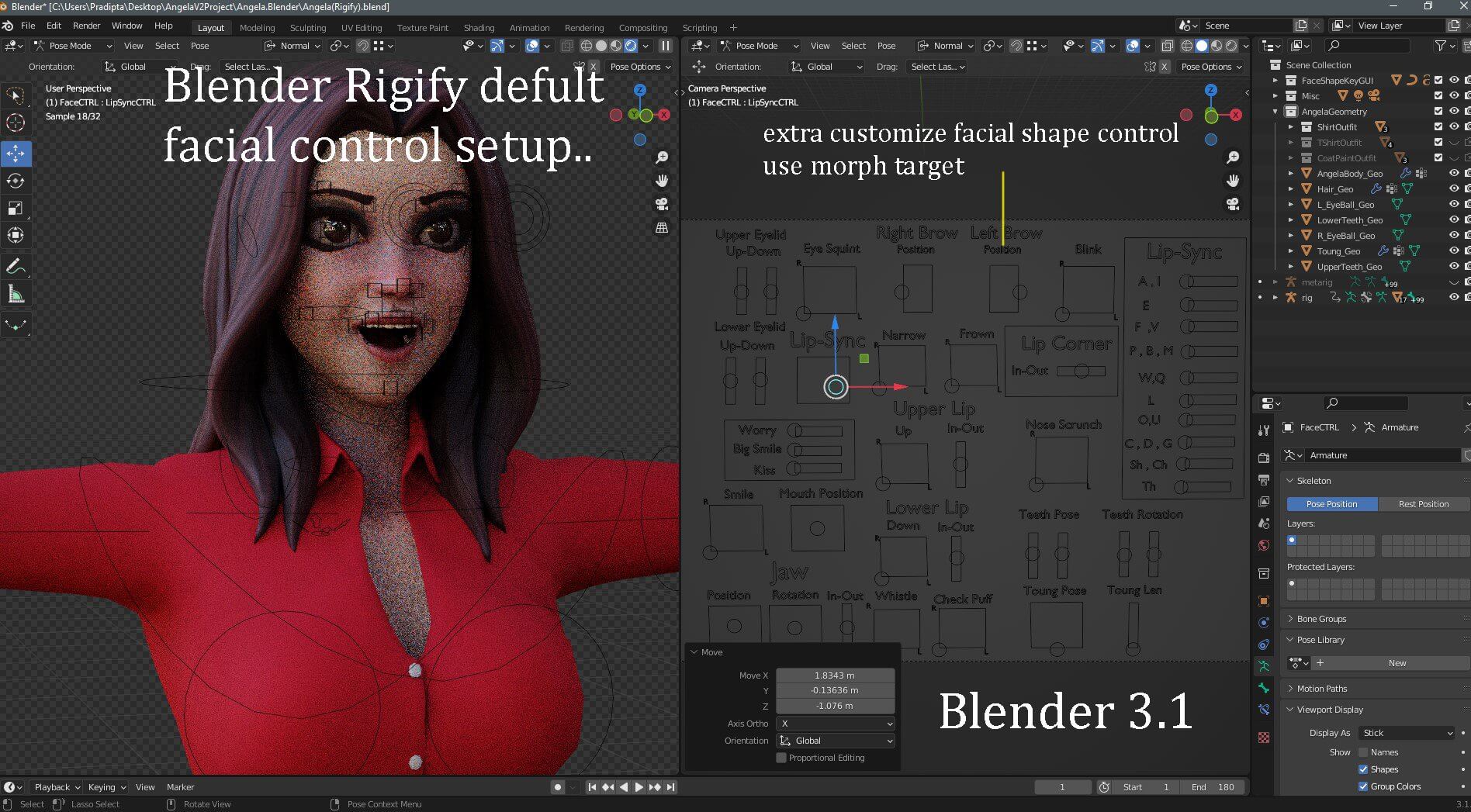Angela Cartoon Girl V1 - 3D Model by Pradipta