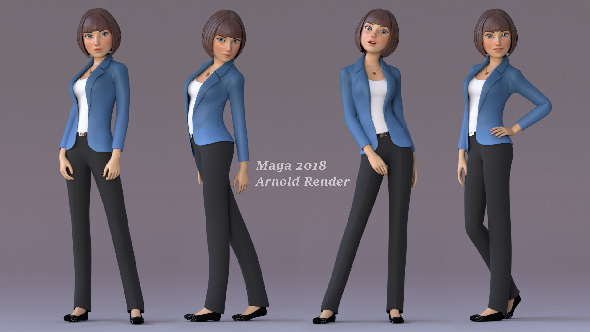 Anna and Andy Cartoon Rig - 3D Model by Pradipta