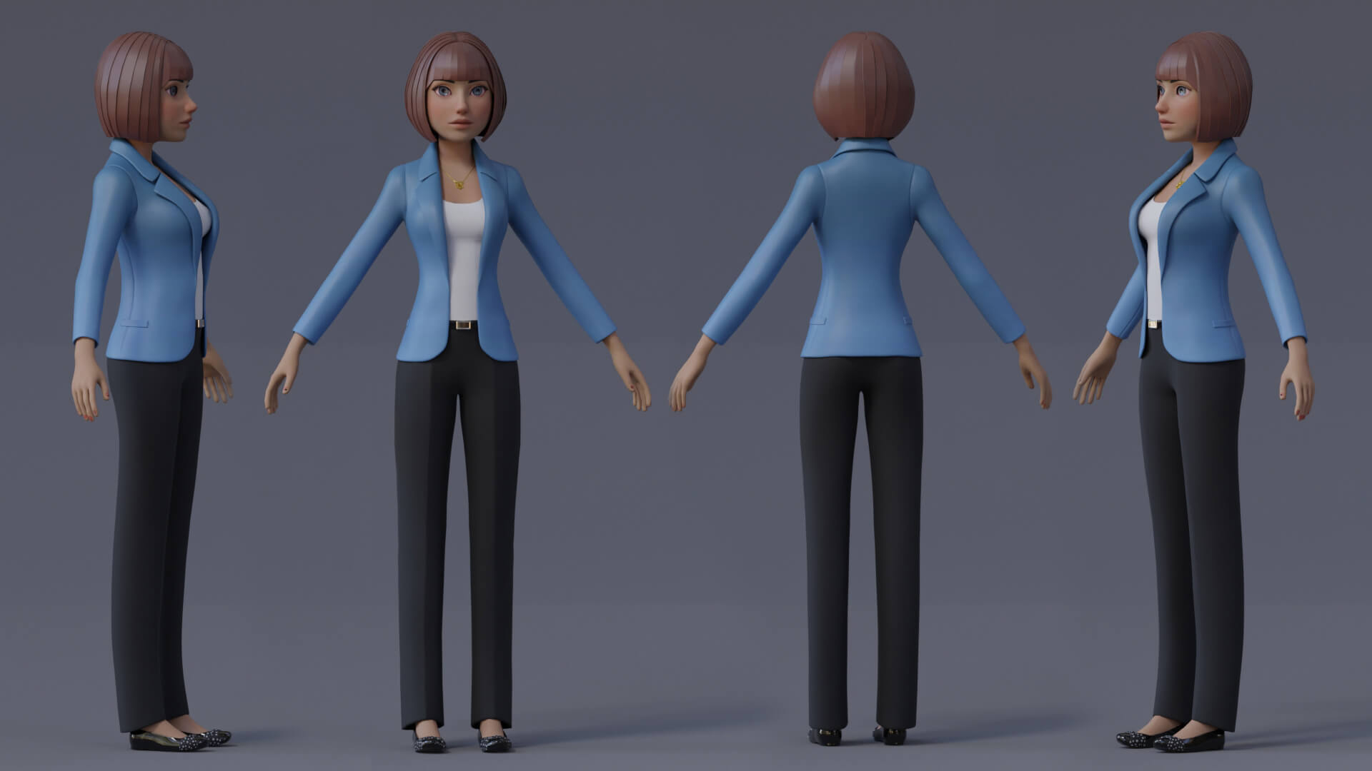 Anna Cartoon Girl Rig - 3D Model by Pradipta
