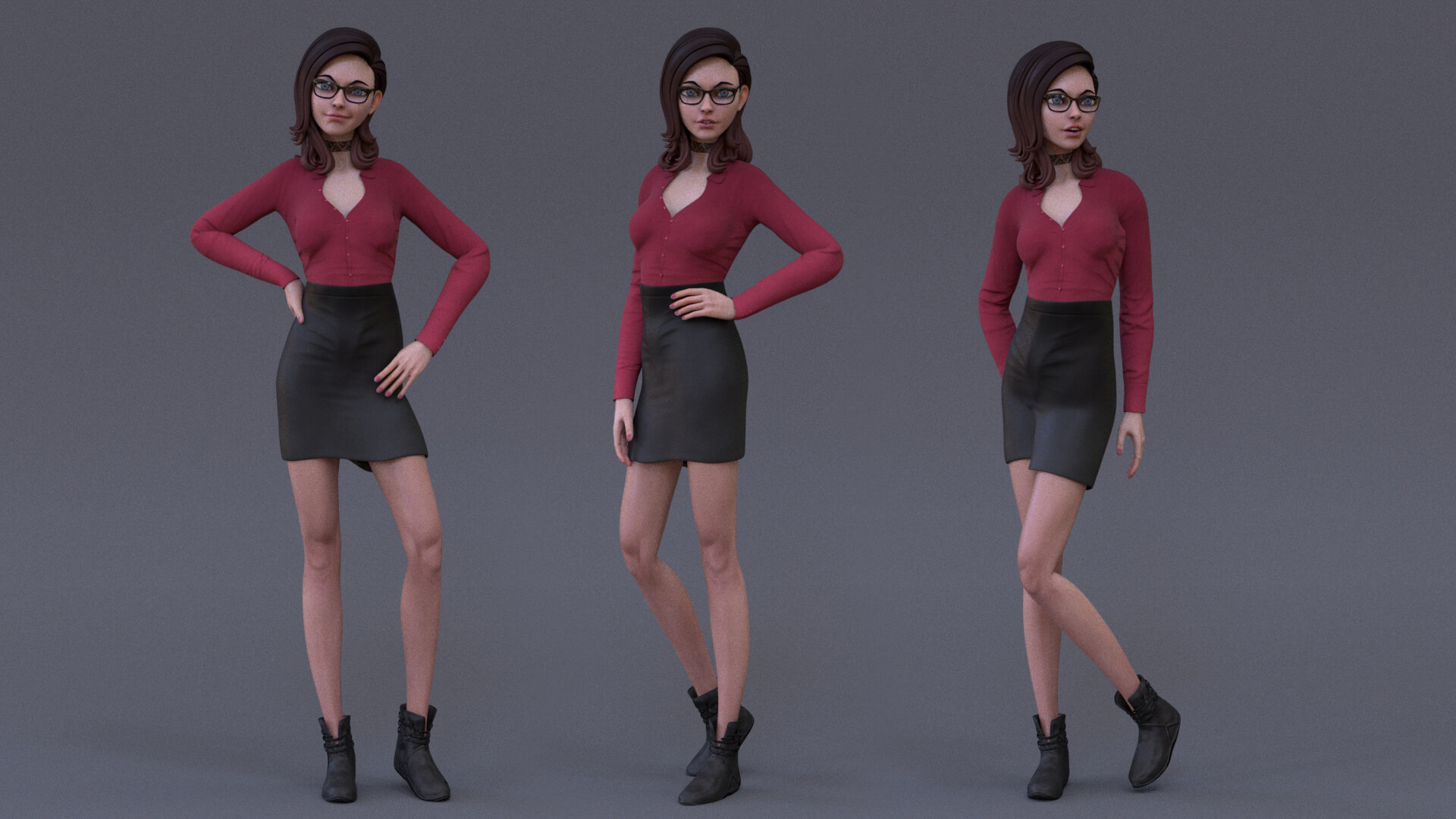 Cartoon Girl Rig Ver 2 - 3D Model by Pradipta