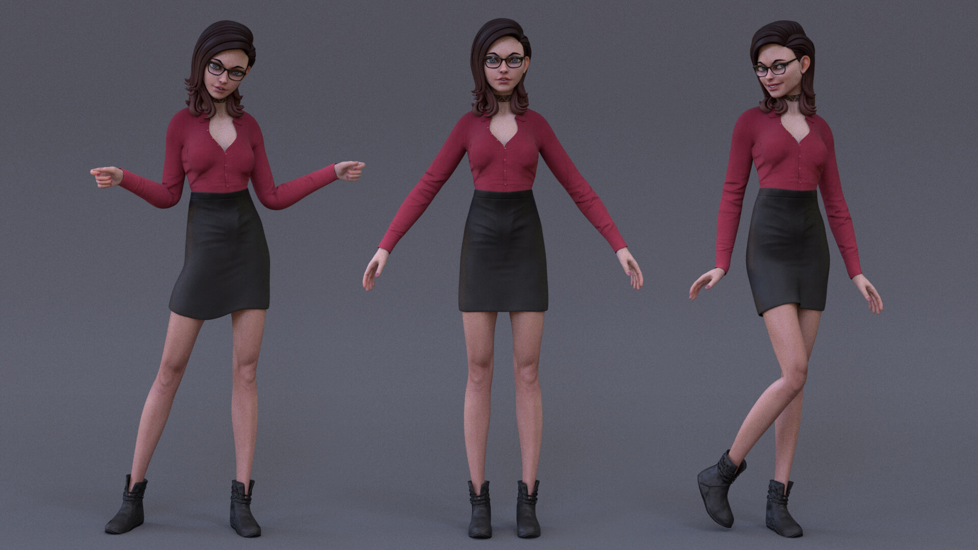 Cartoon Girl Rig Ver 2 - 3D Model by Pradipta
