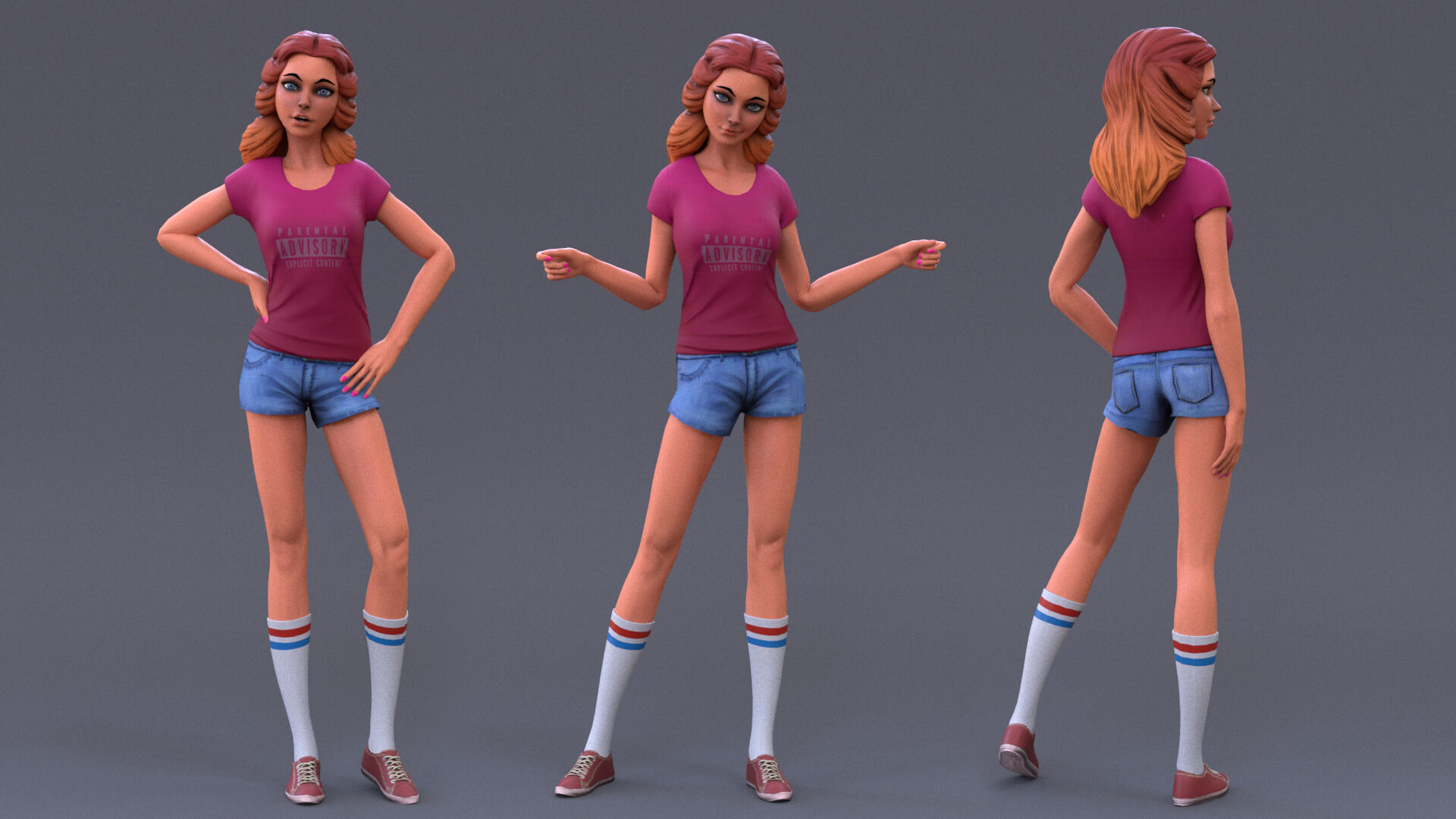 Cartoon Girl Rig - 3D Model by Pradipta