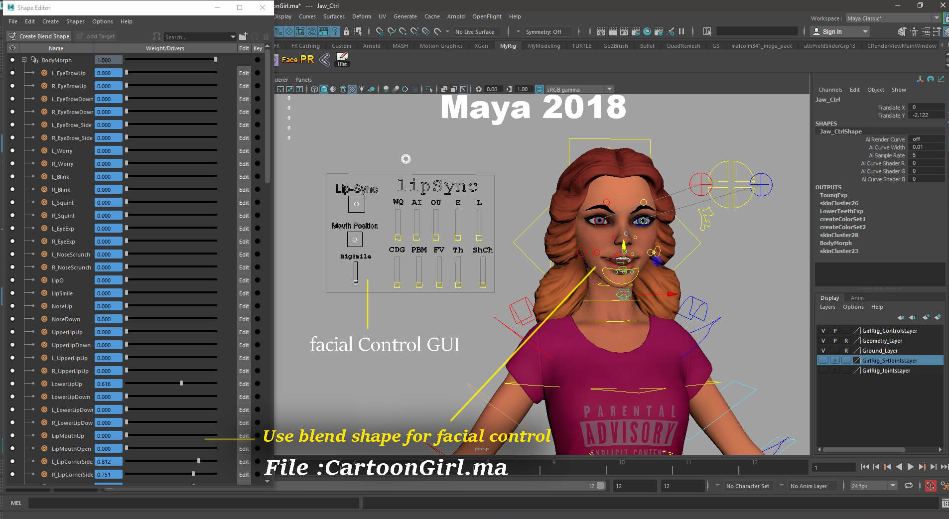 Cartoon Girl Rig - 3D Model by Pradipta