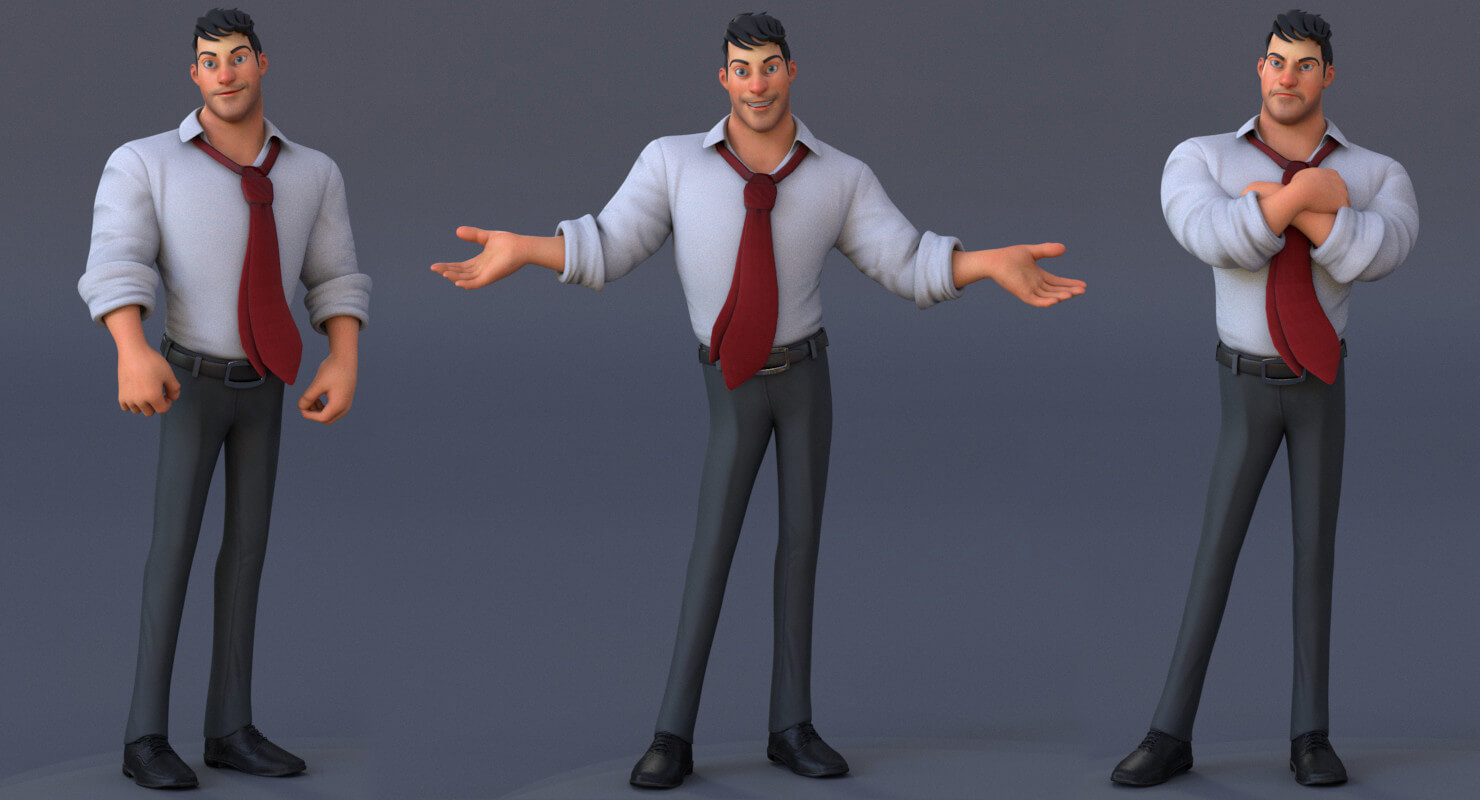 Cartoon Corporate Man - 3D Model by Pradipta