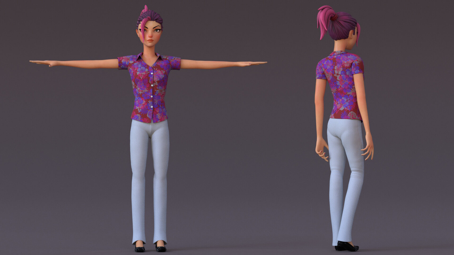 David Violet Cartoon - 3D Model by Pradipta