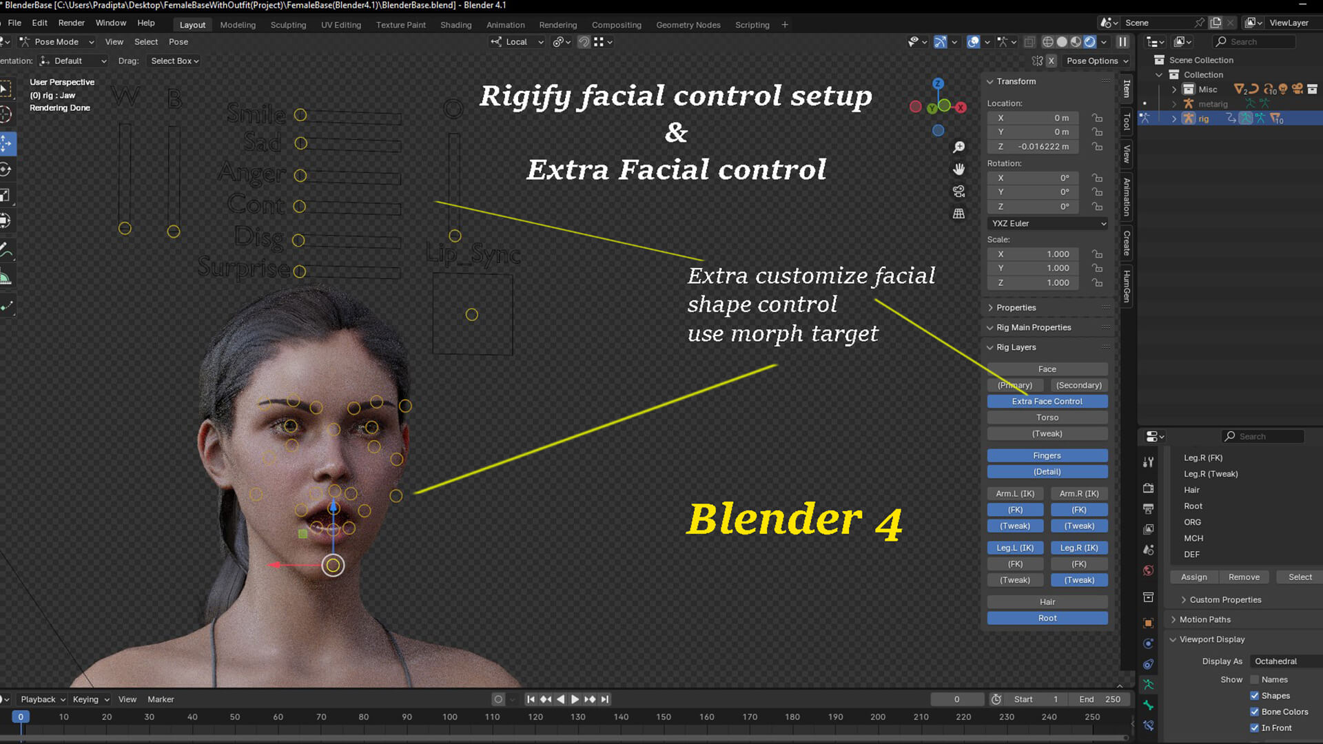 Female Base With Outfit (Rig) - 3D Model by Pradipta