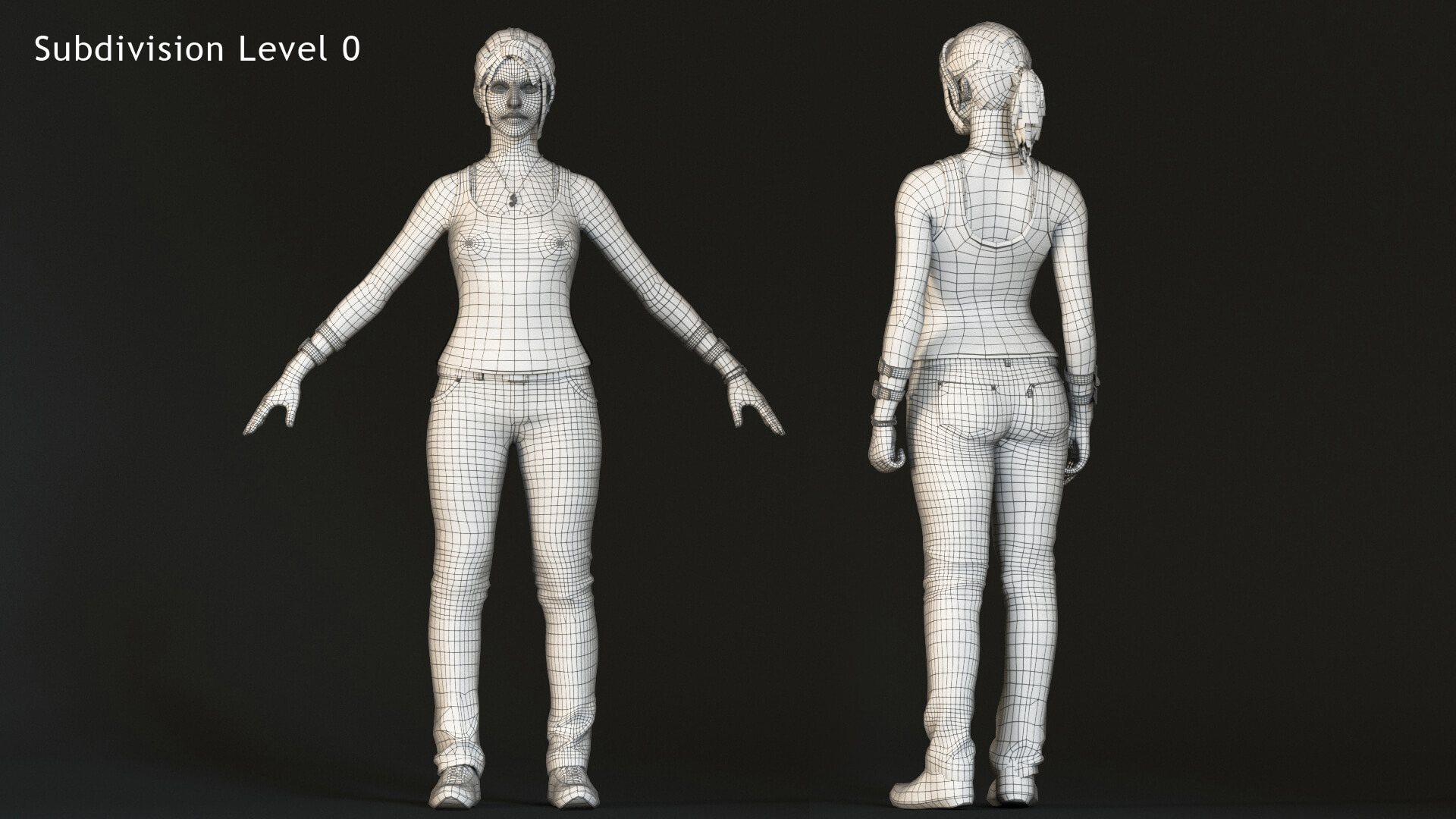 Female Base With Outfit Rig - 3D Model by Pradipta