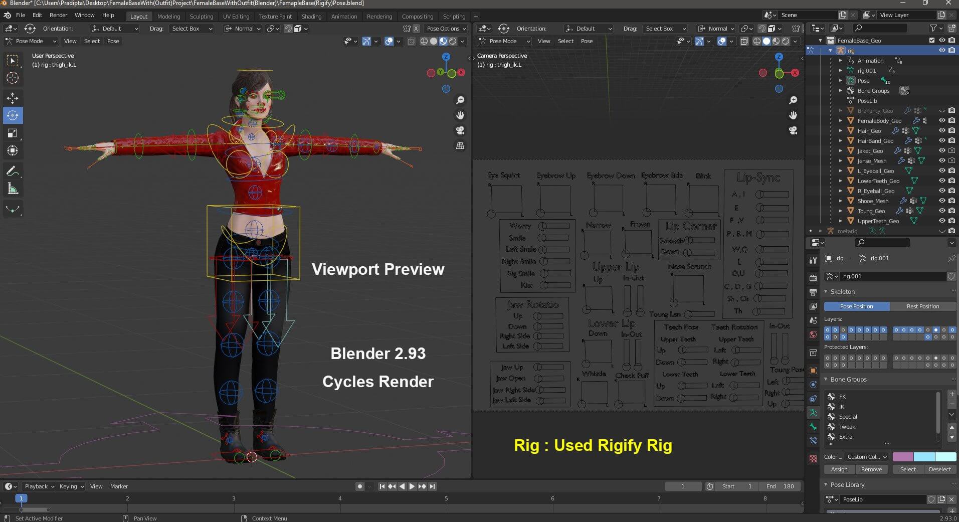 Female Base With Outfit - 3D Model by Pradipta