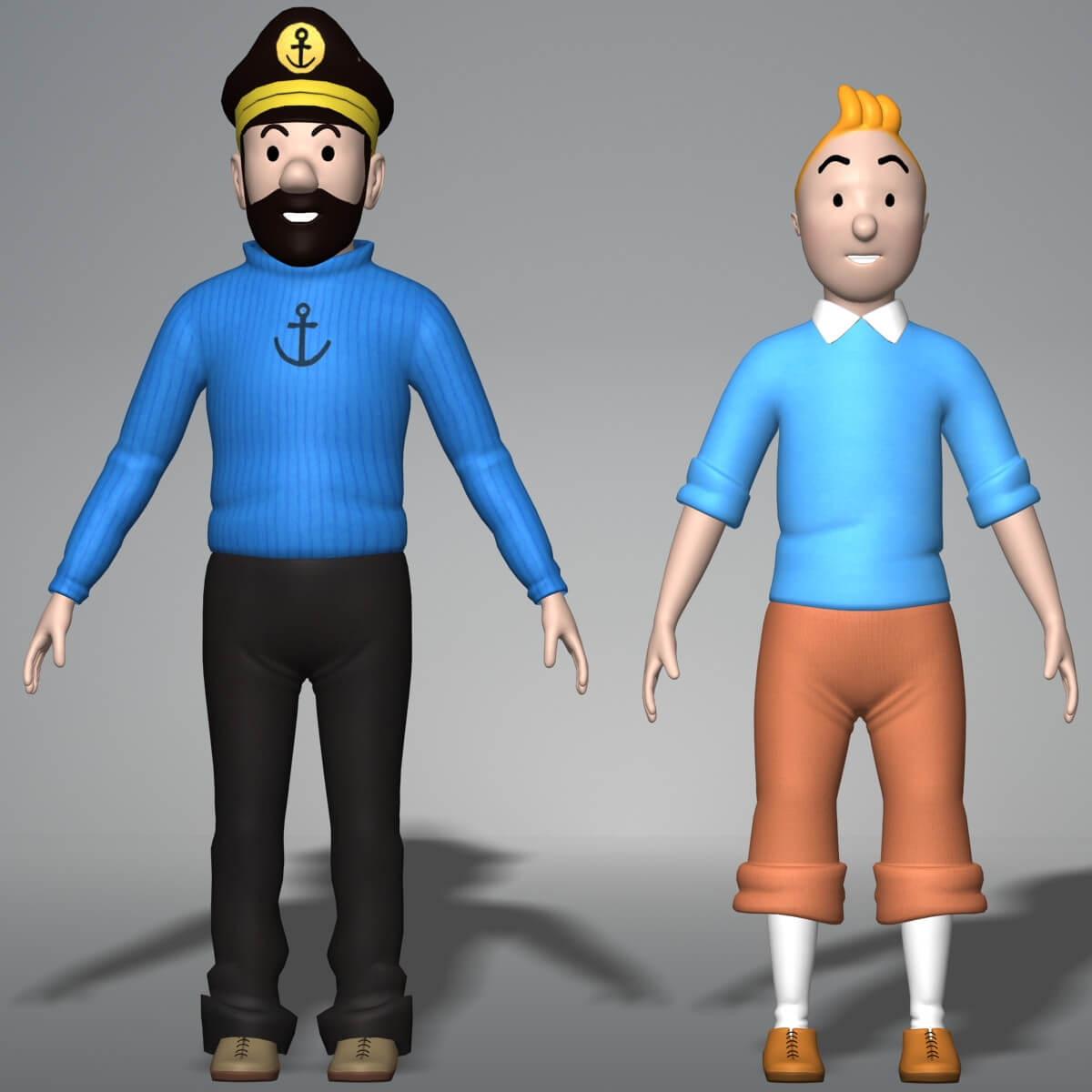 Haddock & Tintin - 3D Model by Pradipta