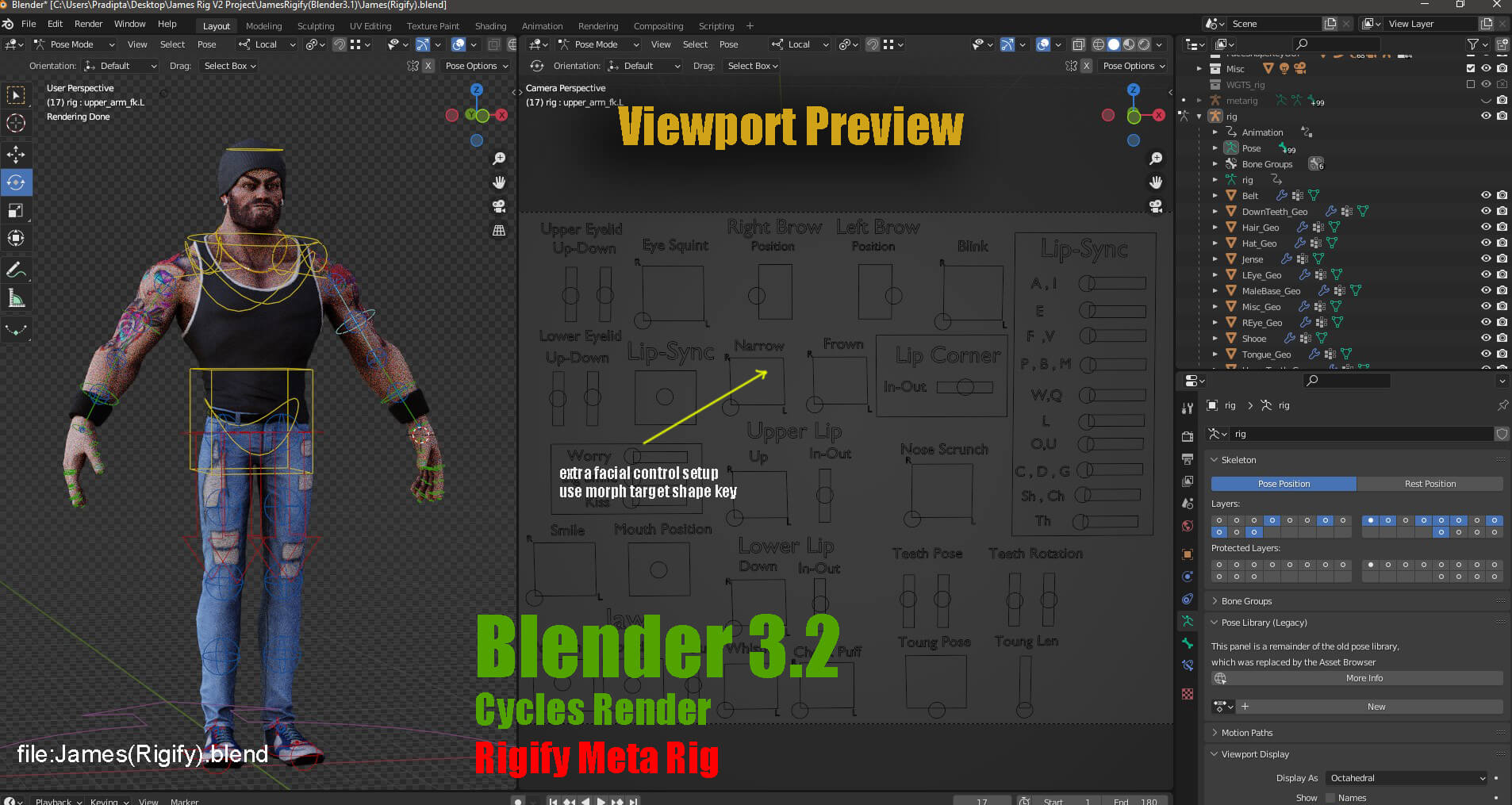 James Cartoon Rig V2 - 3D Model by Pradipta