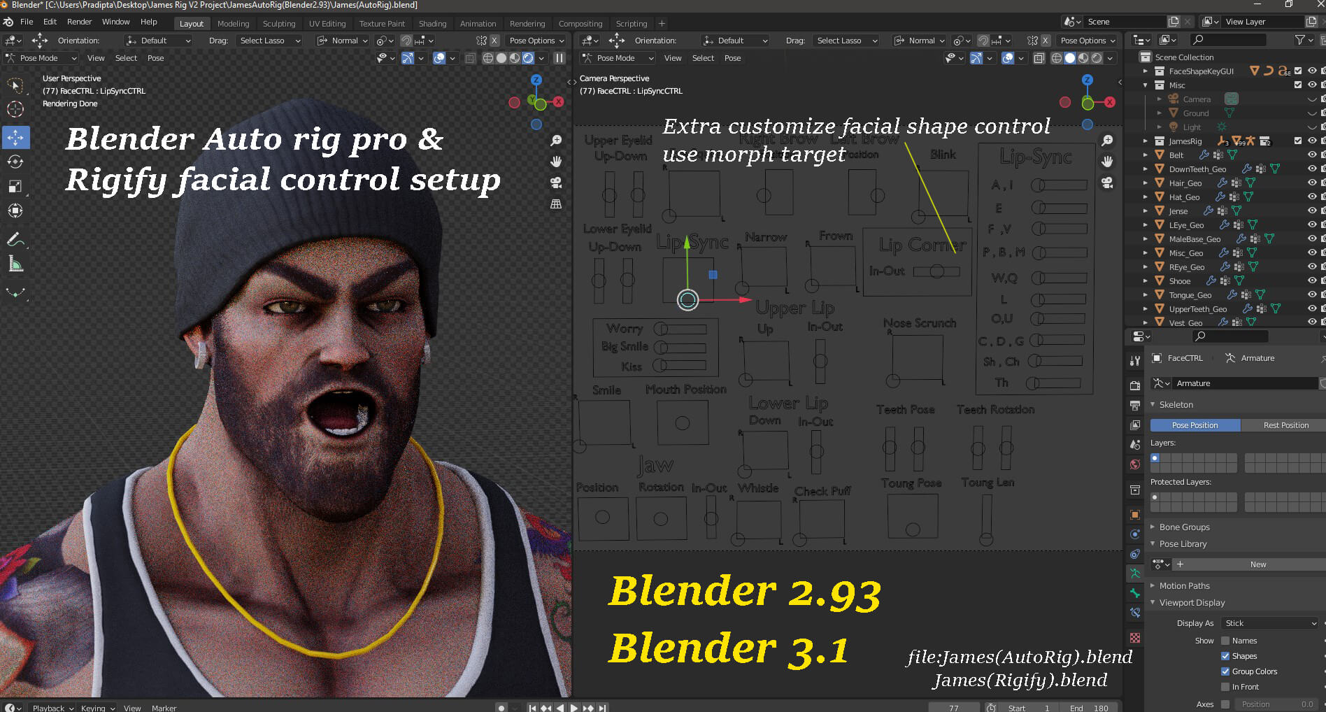 James Cartoon Rig V2 - 3D Model by Pradipta