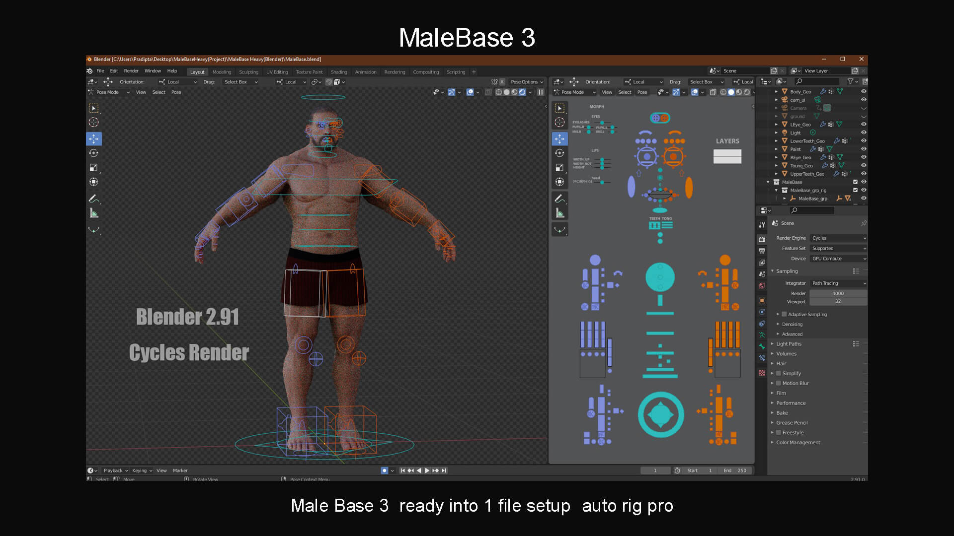 Male Base Three Rig Pack - 3D Model by Pradipta