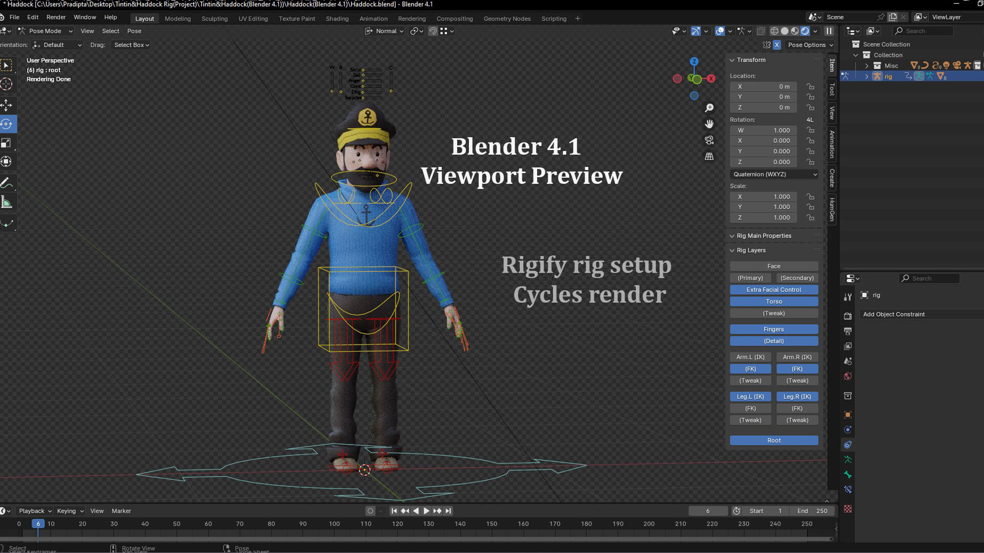 Tintin & Haddock Rig - 3D Model by Pradipta