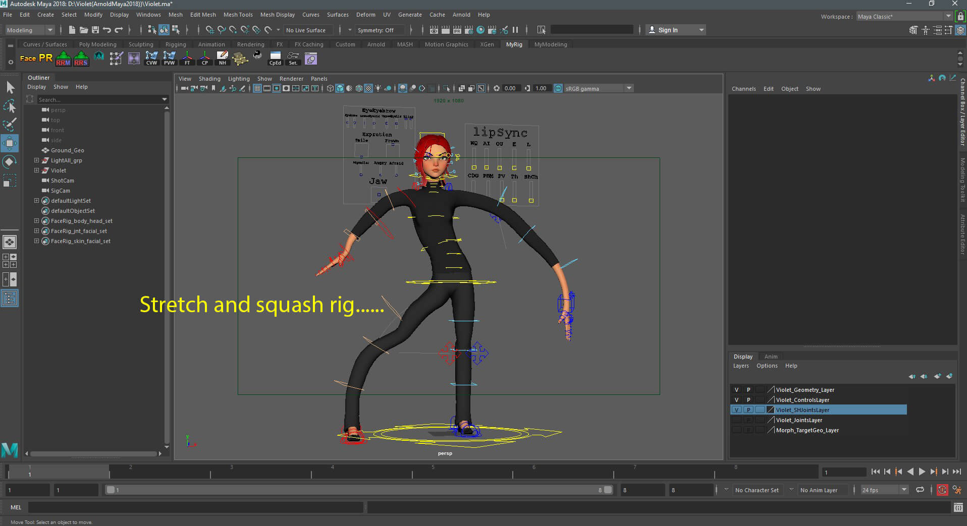 Violet Cartoon Rig - 3D Model by Pradipta