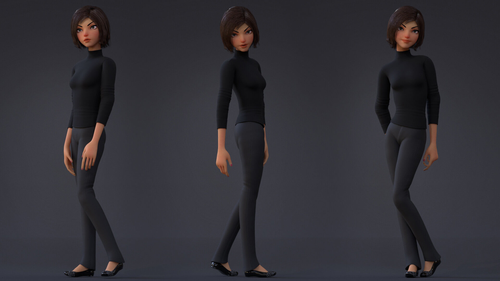Violet Cartoon Character With 2 Outfits - 3D Model by Pradipta