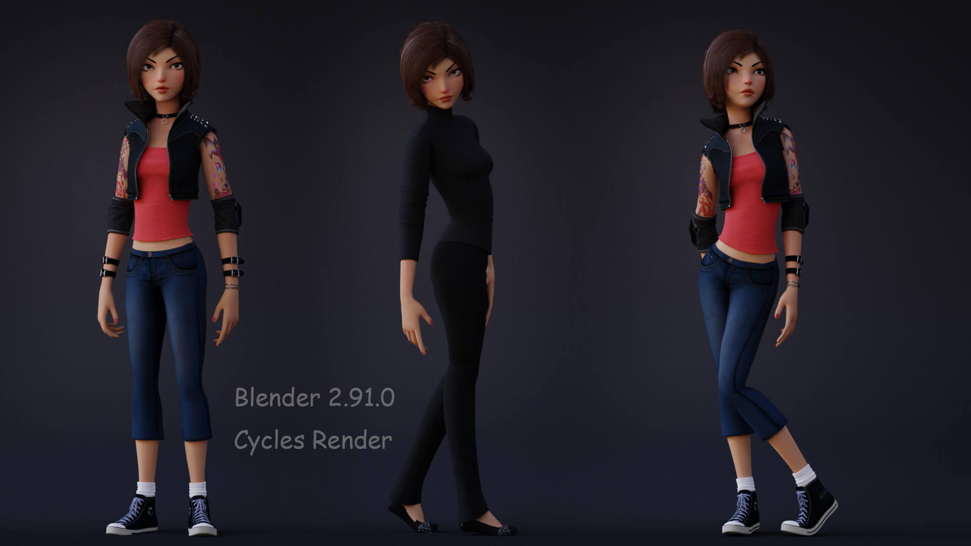 Violet Cartoon Character With 2 Outfits - 3D Model by Pradipta