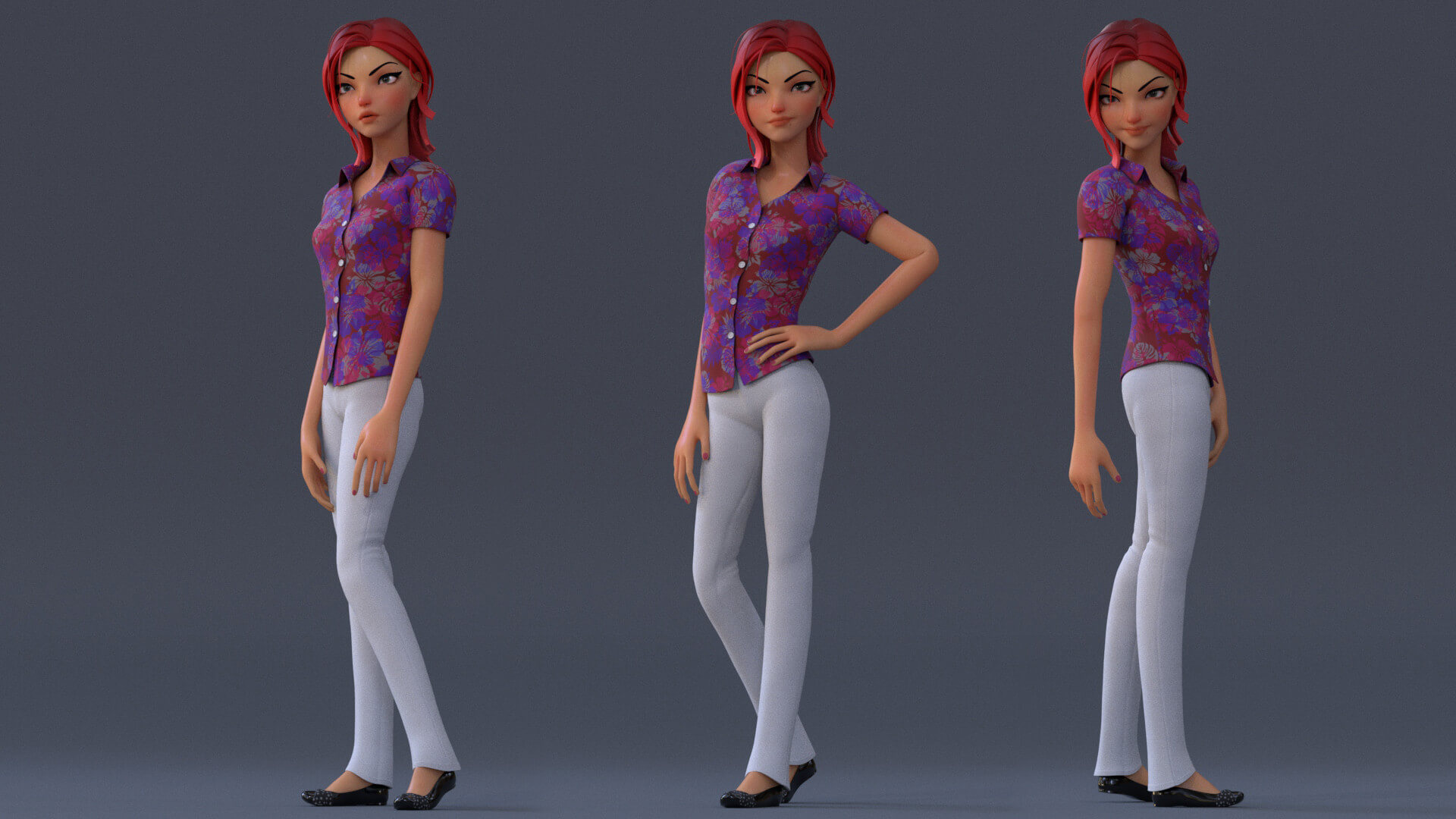 Violet Cartoon Rig V2 - 3D Model by Pradipta