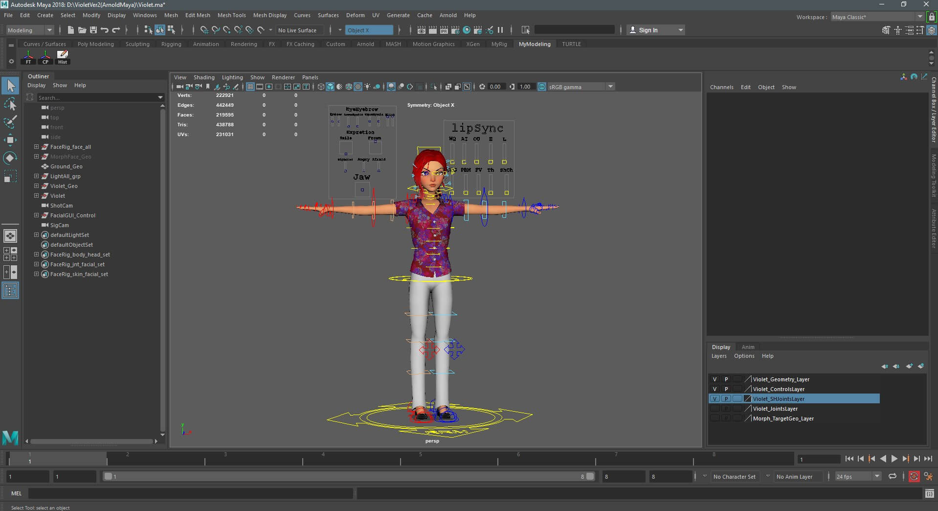 Violet Cartoon Rig V2 - 3D Model by Pradipta
