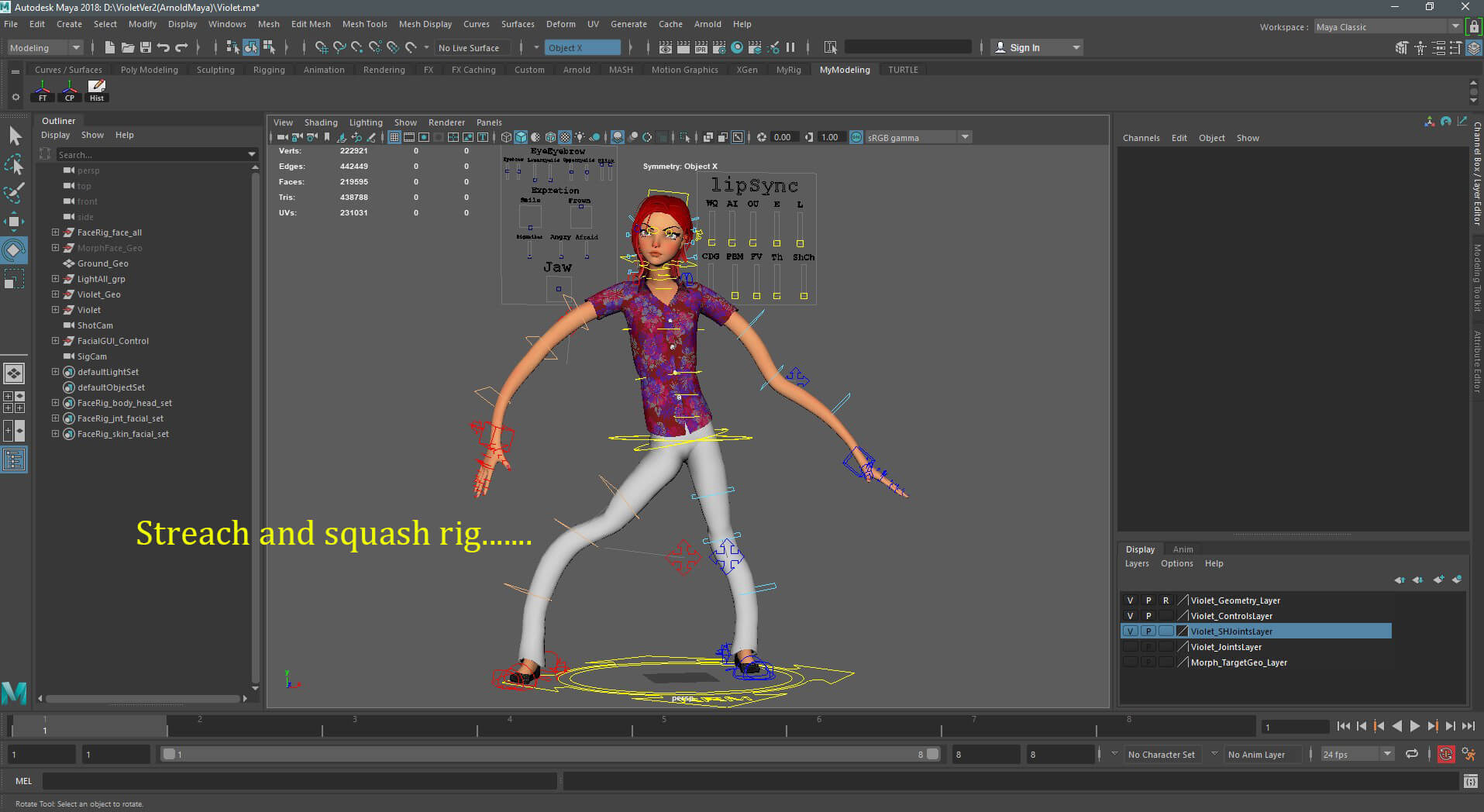 Violet Cartoon Rig V2 - 3D Model by Pradipta