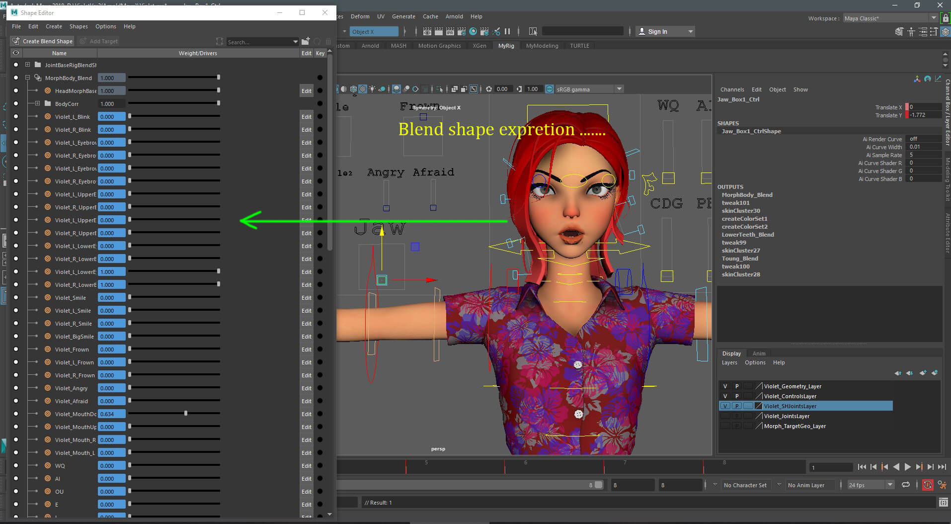 Violet Cartoon Rig V2 - 3D Model by Pradipta