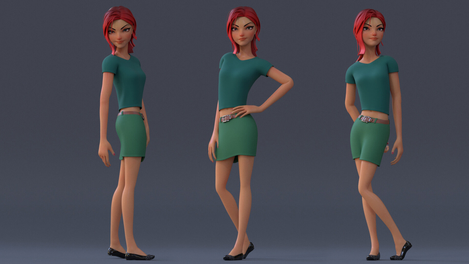 Violet Cartoon Rig V3 - 3D Model by Pradipta