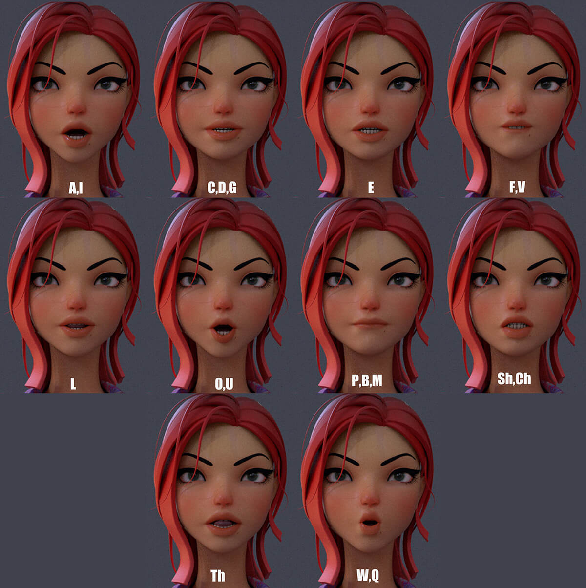 Violet Cartoon Rig V3 - 3D Model by Pradipta