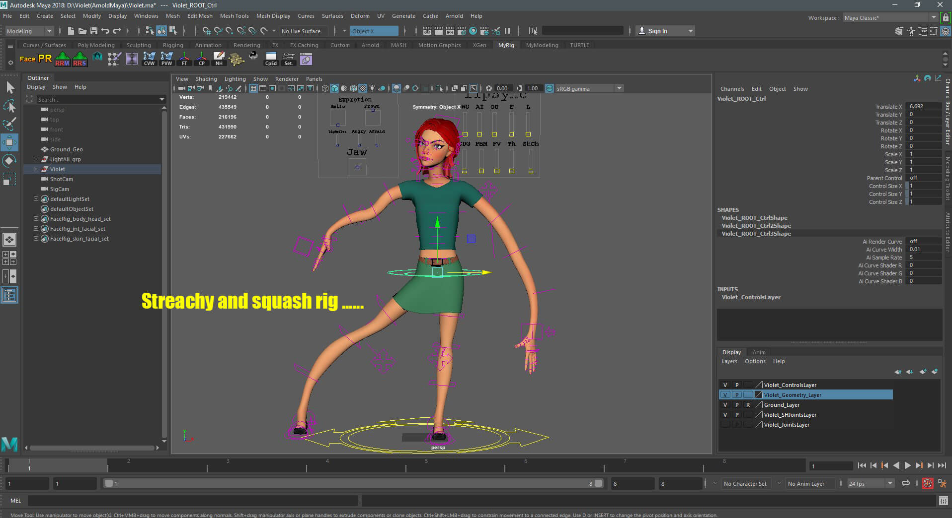 Violet Cartoon Rig V3 - 3D Model by Pradipta