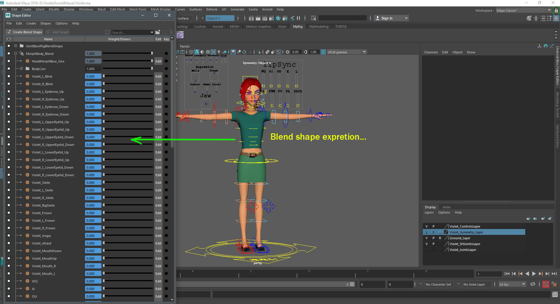 Violet Cartoon Rig V3 - 3D Model by Pradipta