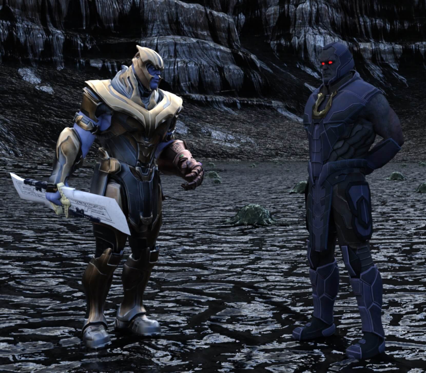 THANOS AND DARKSEID 3D Render, Digital Art by praedane