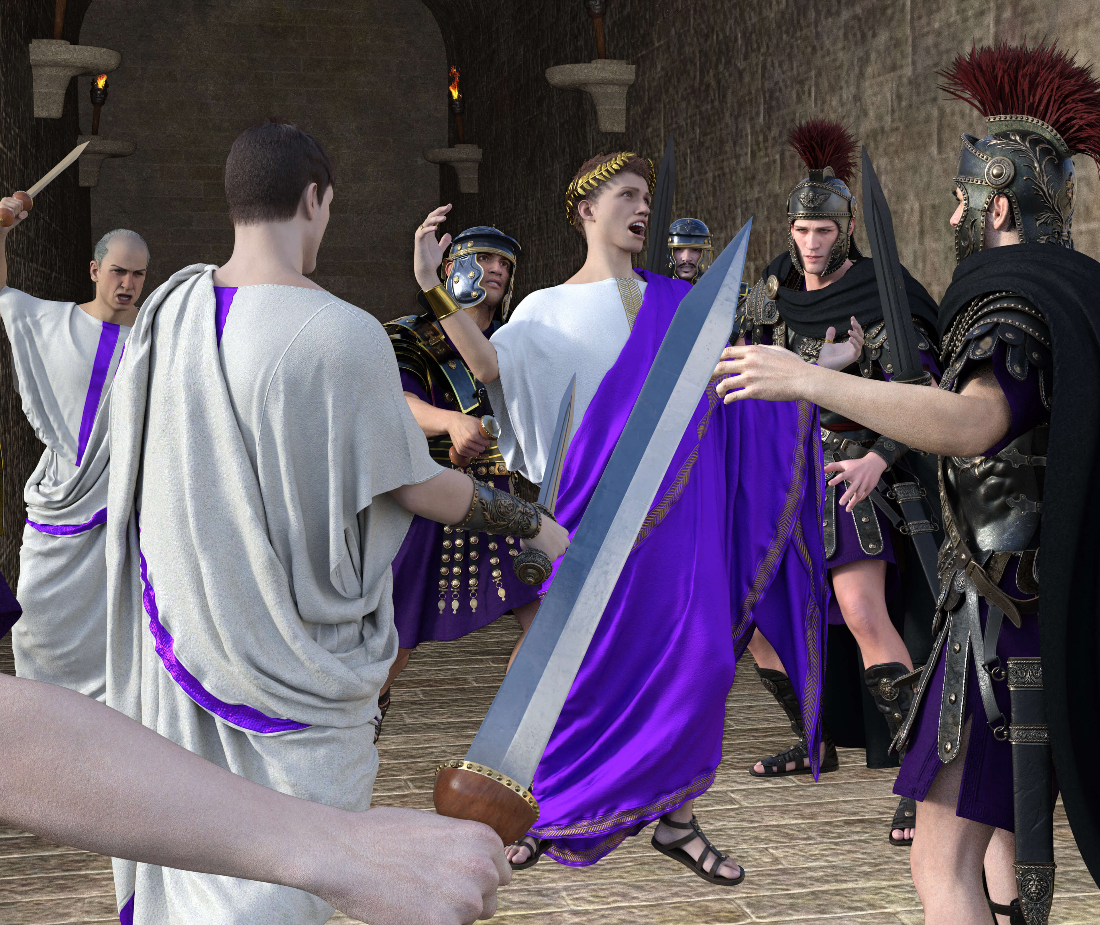 THE ASSASSINATION OF EMPEROR CALIGULA 3D Render by praedane