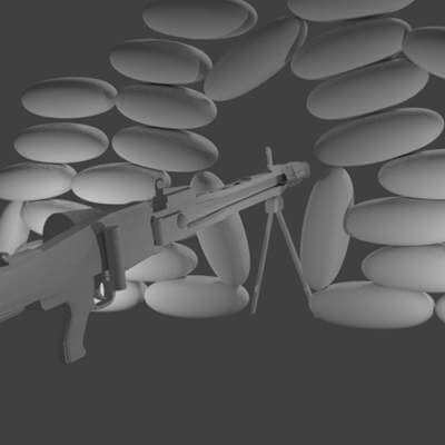 German World War II MG42 Machine Gun Nest - 3D Model by Prakeetkuk