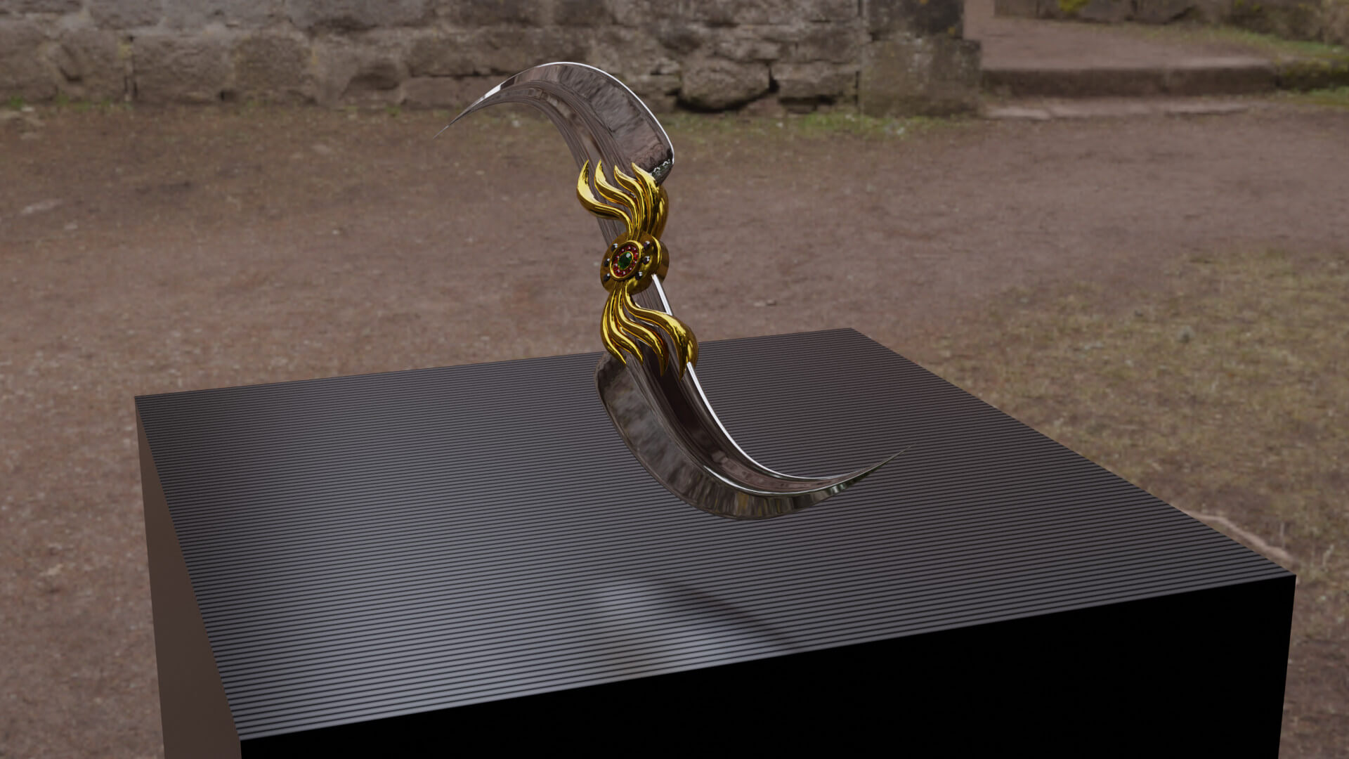 Fantasy Discblade Weapon With Two Blades - 3D Model by prasun23