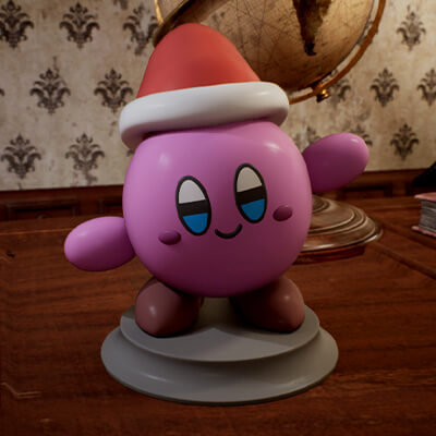 Kirby Christmas Figurine - Santa Kirby Simple 3D Model by PresentUnited3D